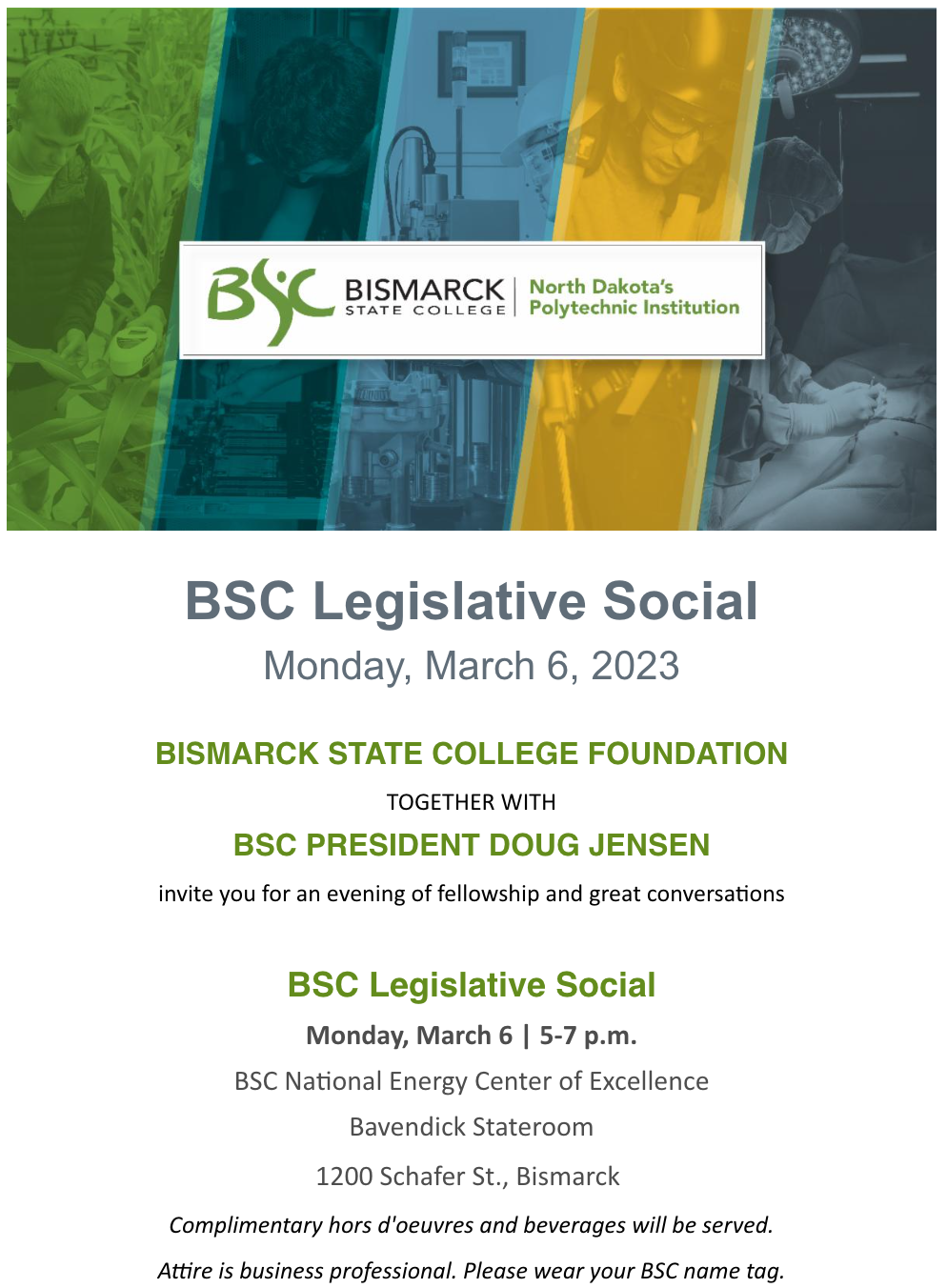 BSC Employee Legislative Social RSVP | Bismarck State College